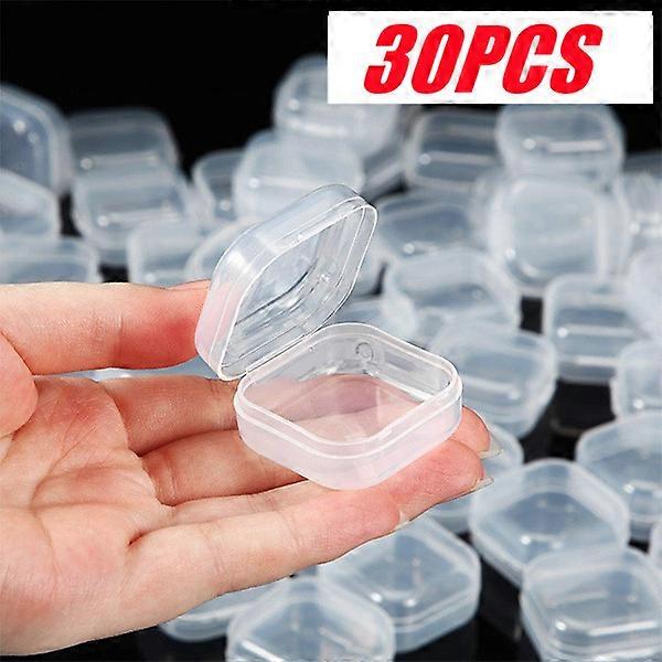 30 Pcs Small Boxes Square Transparent Plastic Box Jewelry Storage Case Finishing Container ...