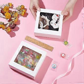16Packs 5.5x5.5x2inch Clear PVC Square Window Gift Boxes White Kraft ...