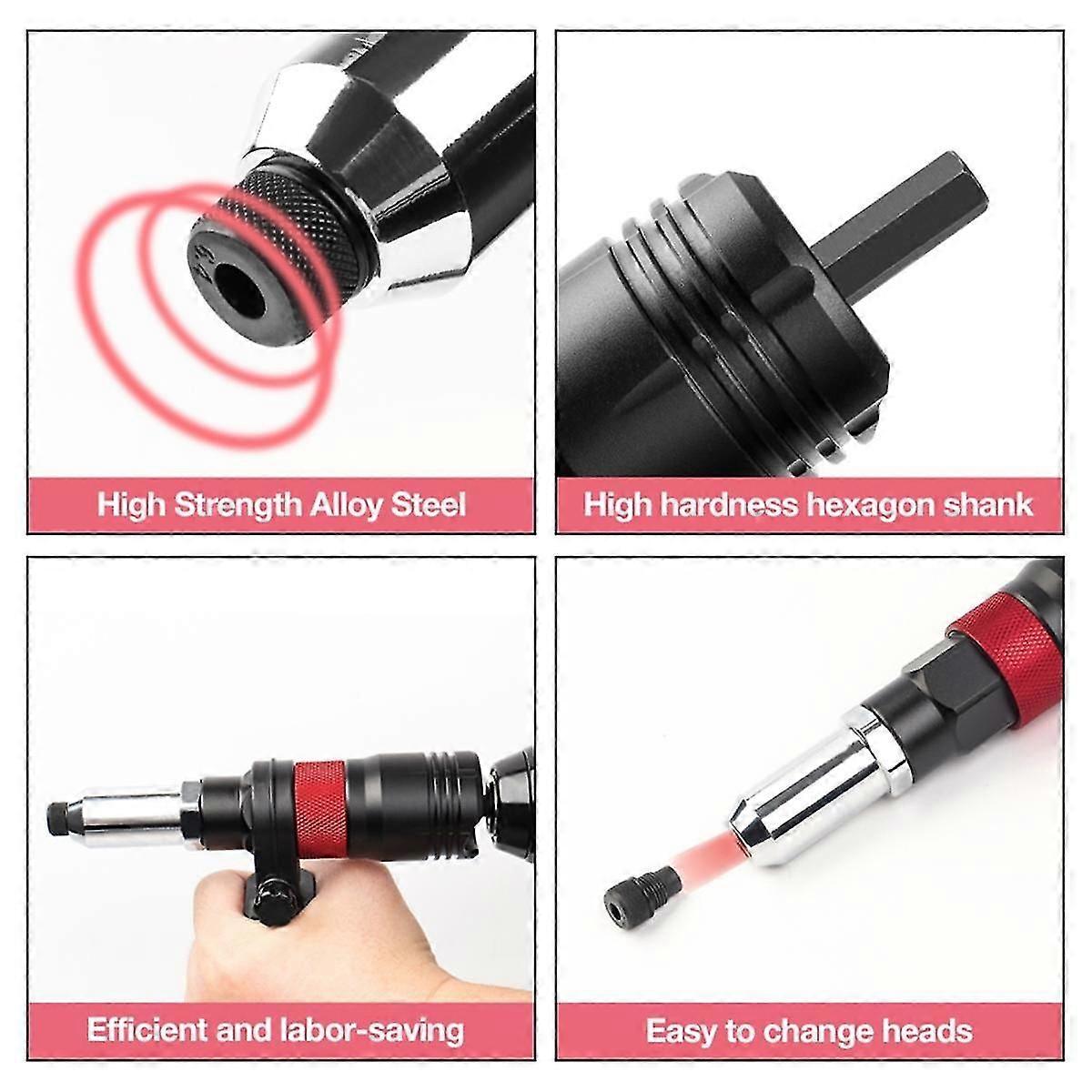 2.4-6.4mm Electric Rivet Nut Adapter Automatic Riveting Nail Cordless ...