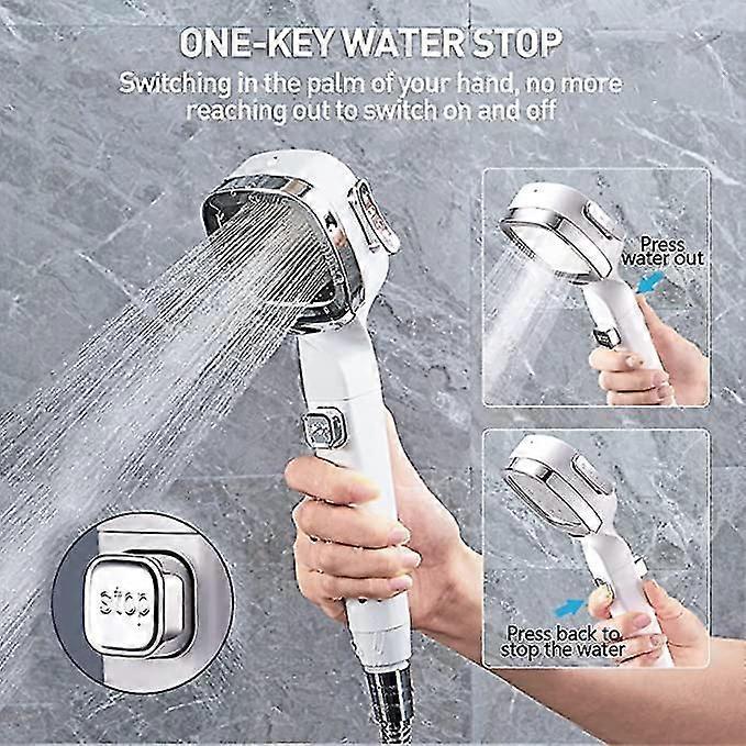 Shower, Hand Shower 4 Jet Types, Pressure Booster Kit With 1.5M Hose ...