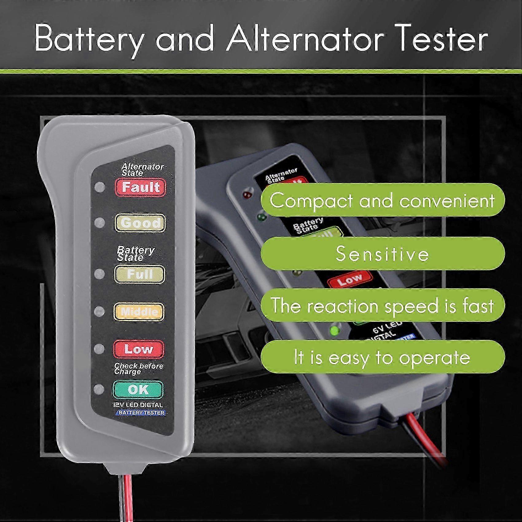 12V Car Battery & Alternator Tester - Test Battery Condition ...