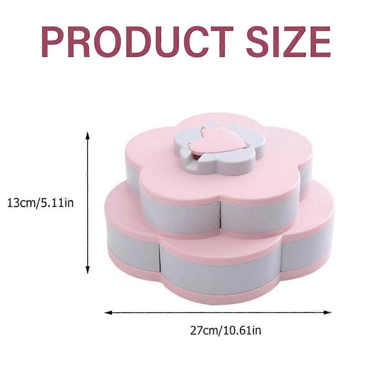 Double-layer snack box flower-shaped rotating candy container with ...