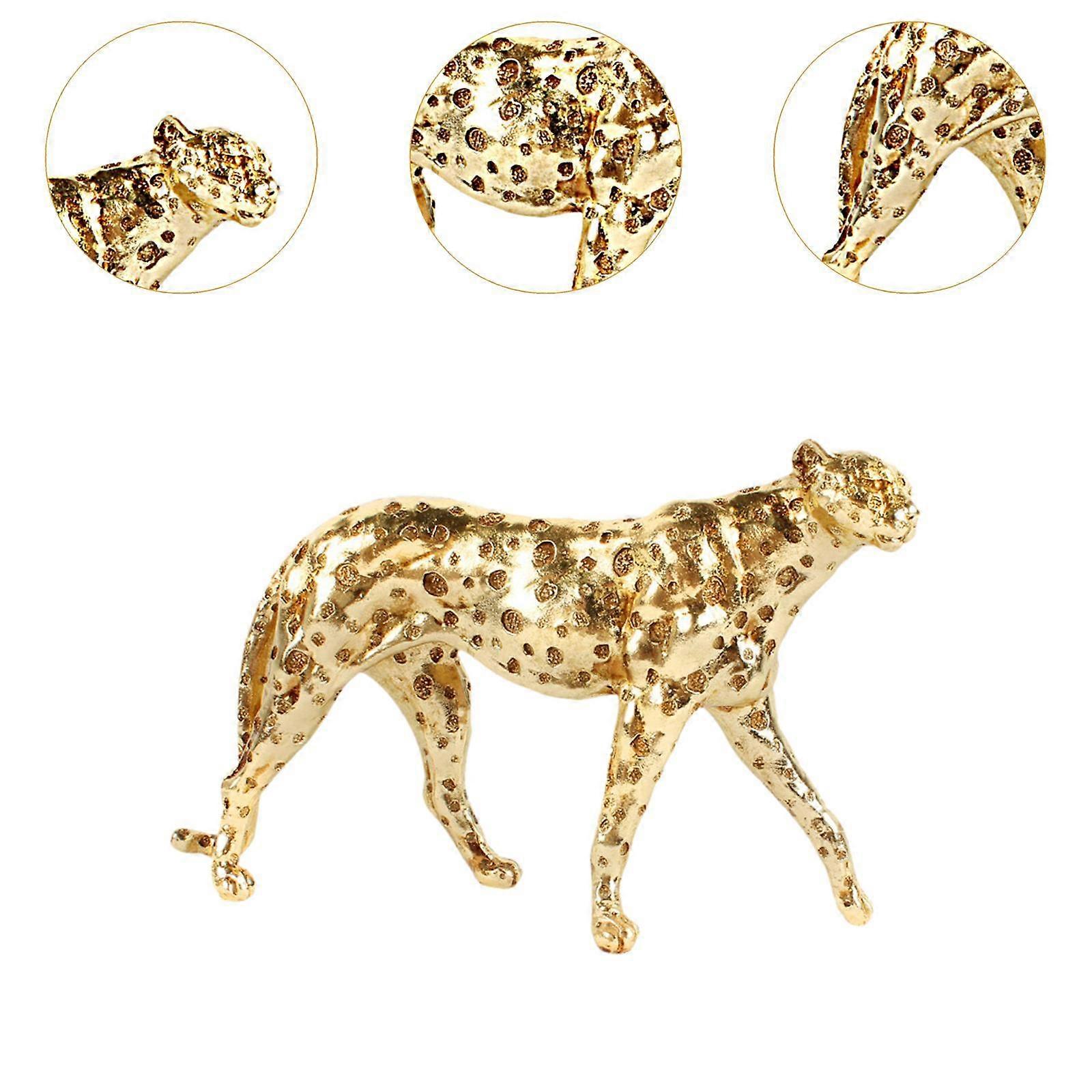 Gold Cheetah Figurine Animal Sculpture Decorative Table Centerpiece ...
