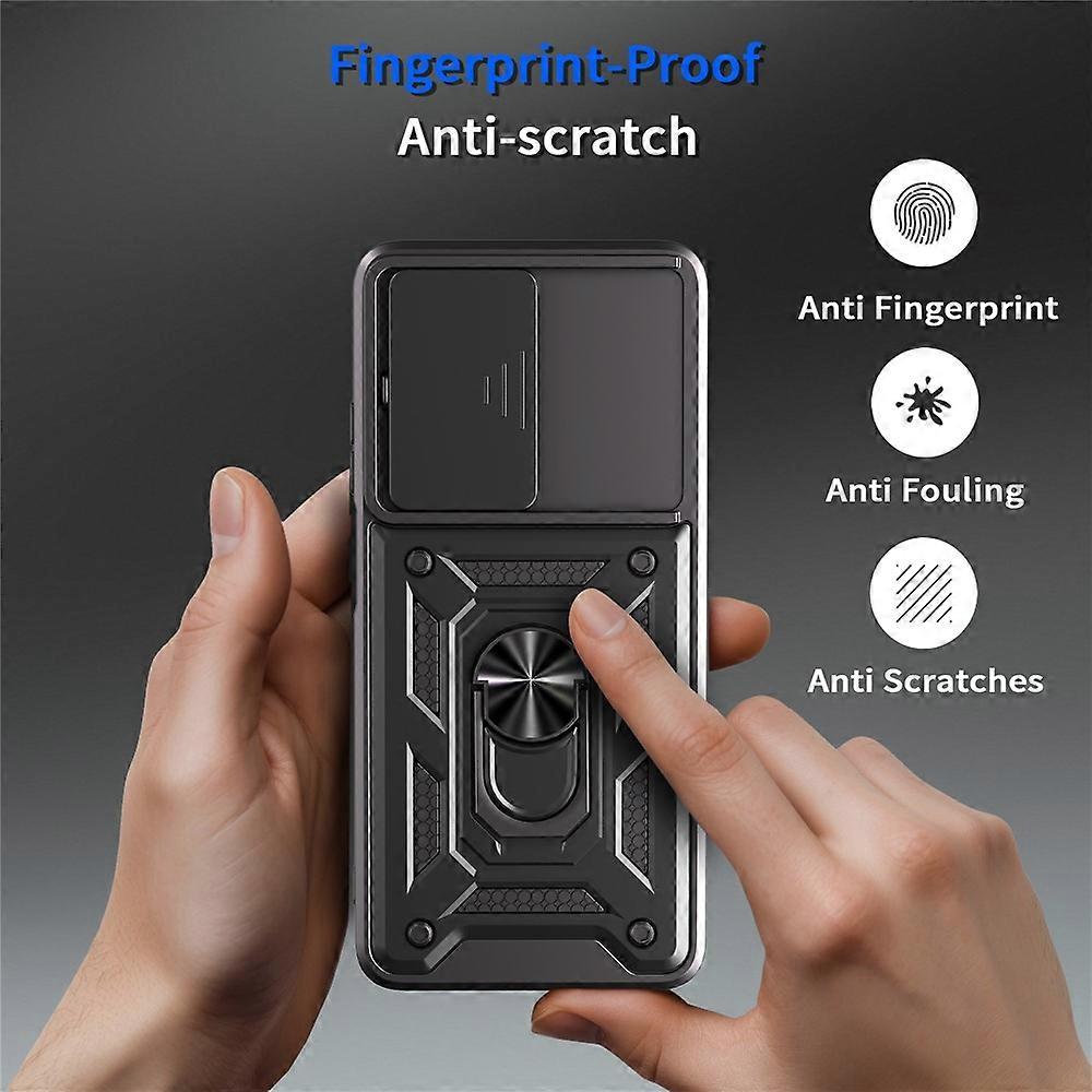For Oppo A5 5G Case with Slide Camera Lid PC + TPU Kickstand Phone ...