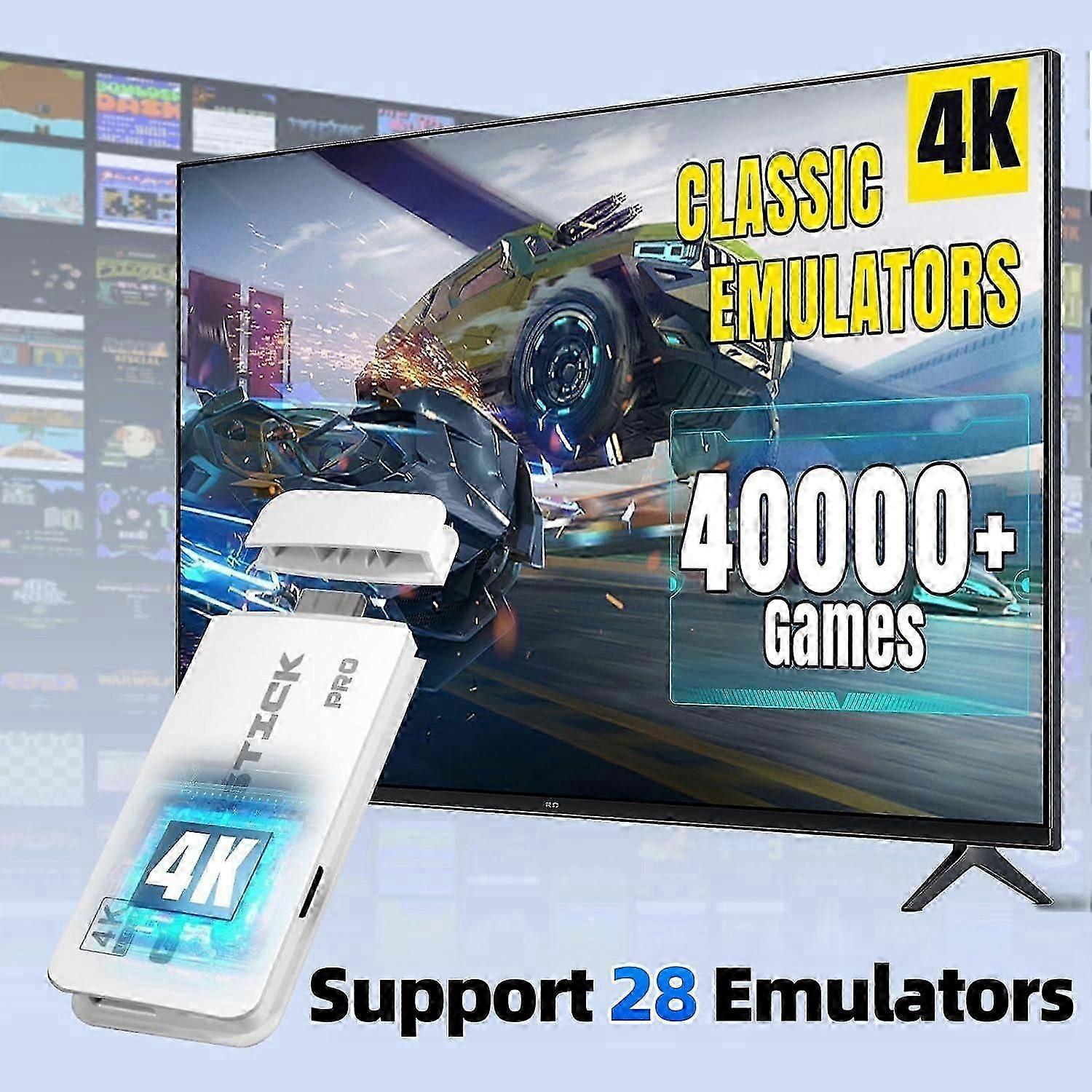 Wireless retro game console with 40,000 built-in classic games, 4K HDMI TV output, 2.4G wireless ...