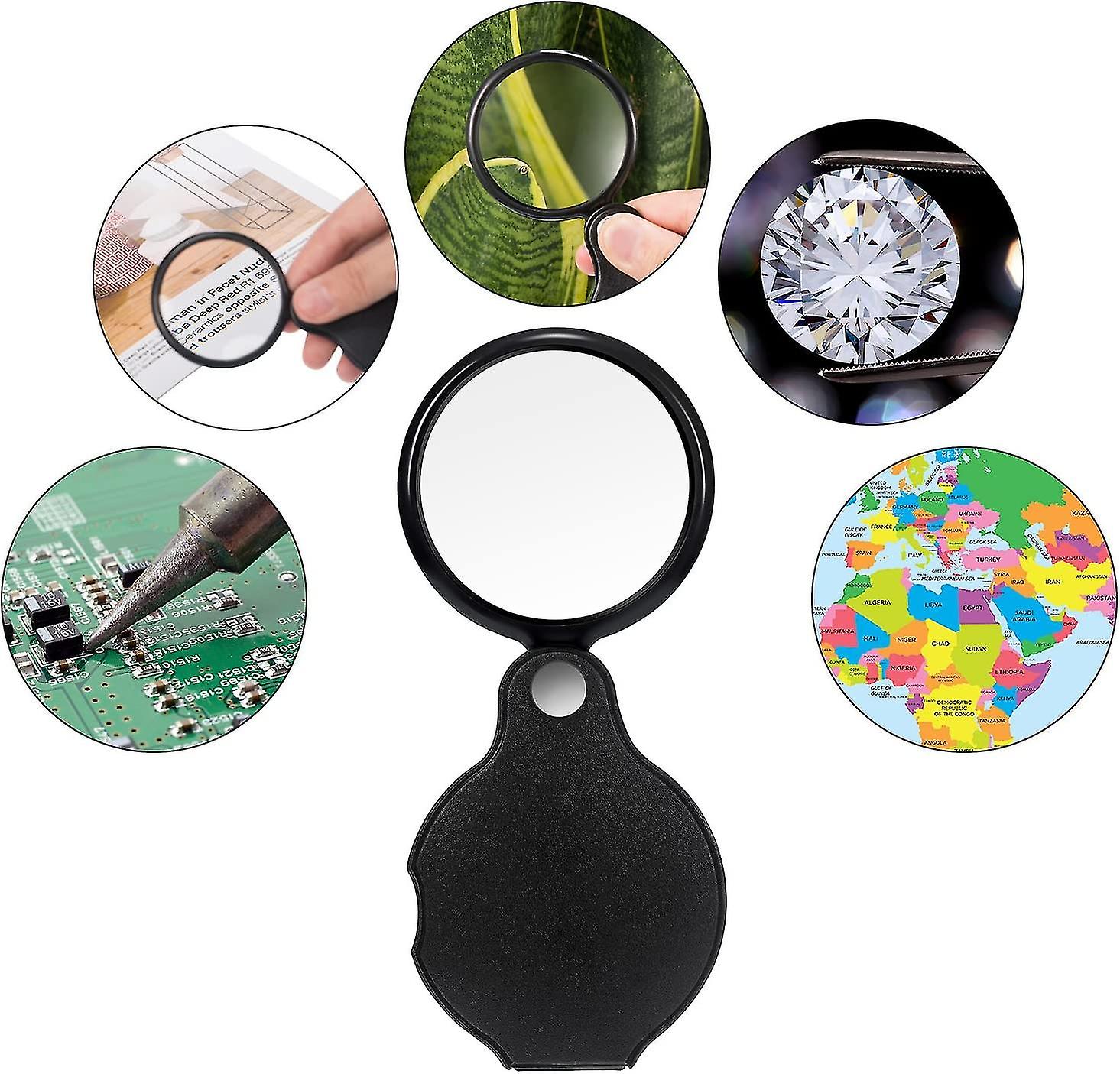 10x Mini Magnifying Glass Folding Pocket Magnifier Bigeye Glass Loupe ...