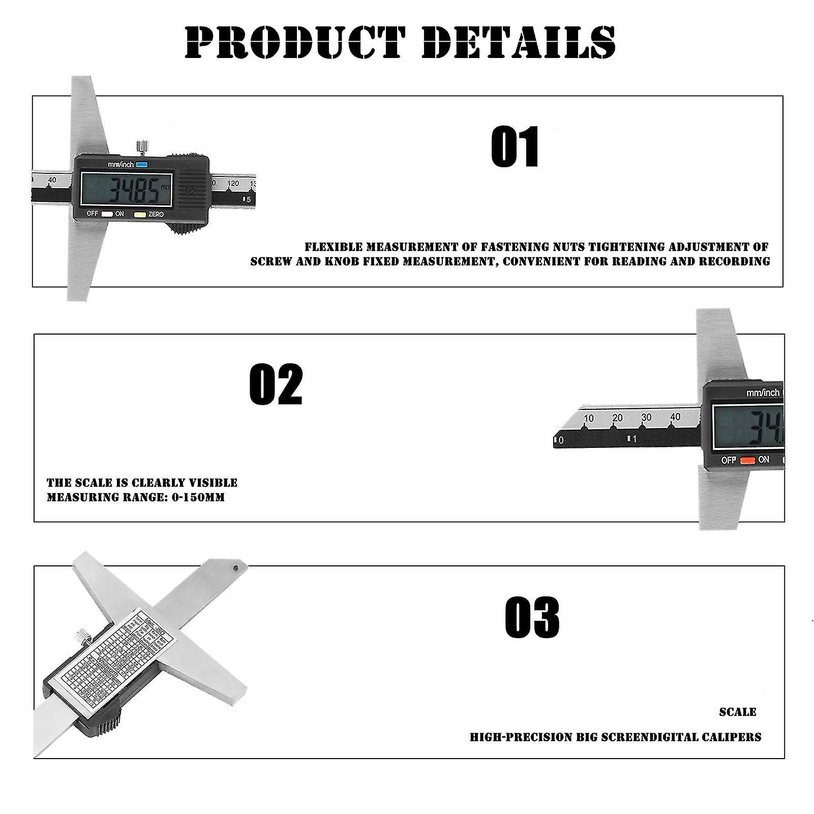 0-150mm Digital Depth Gaugehigh Precision 0.01mm Stainless Steel ...