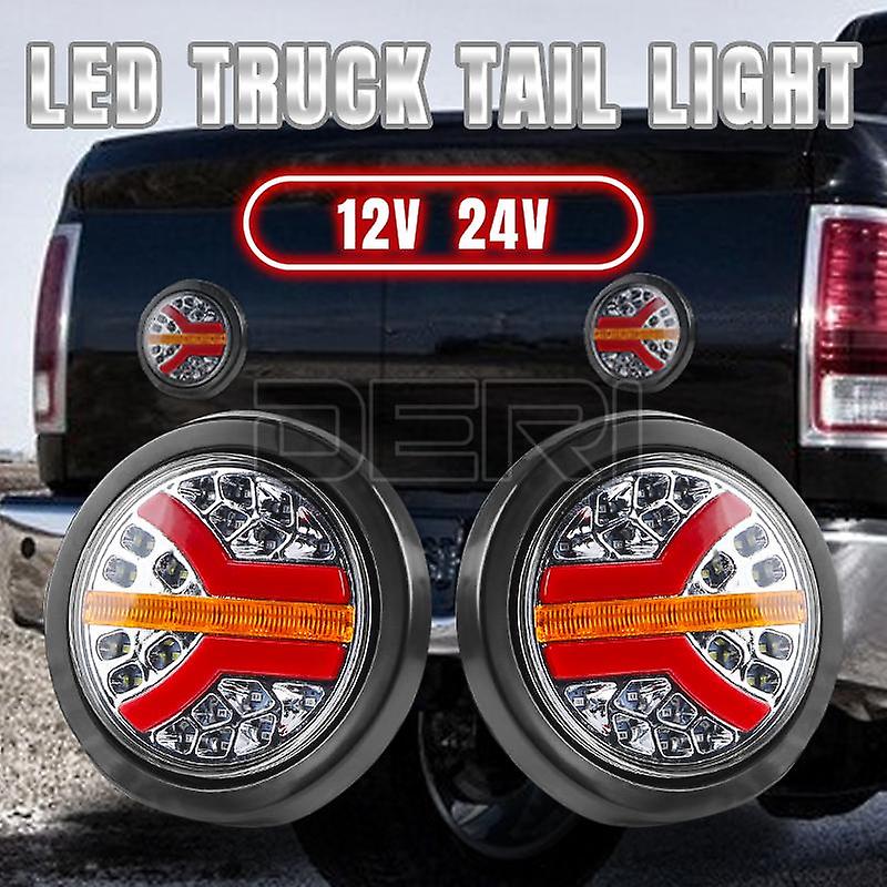 4 Inch 12v 24v Round Led Taillights Truck Rear Lights For Trailers 4x4 ...