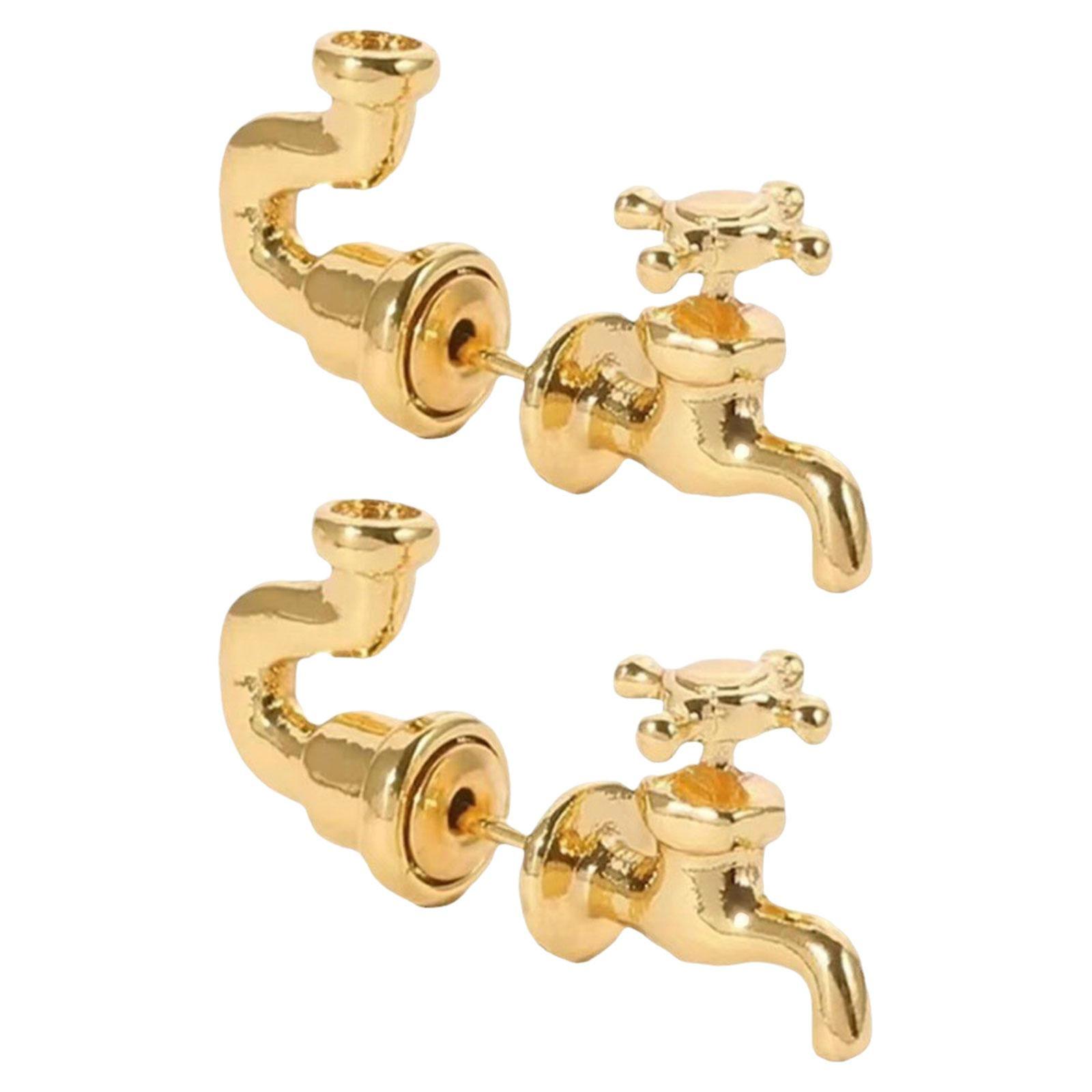 Faucet Stud Earrings Piercing Ear Earrings Gothic Tap Ear Stud Front ...