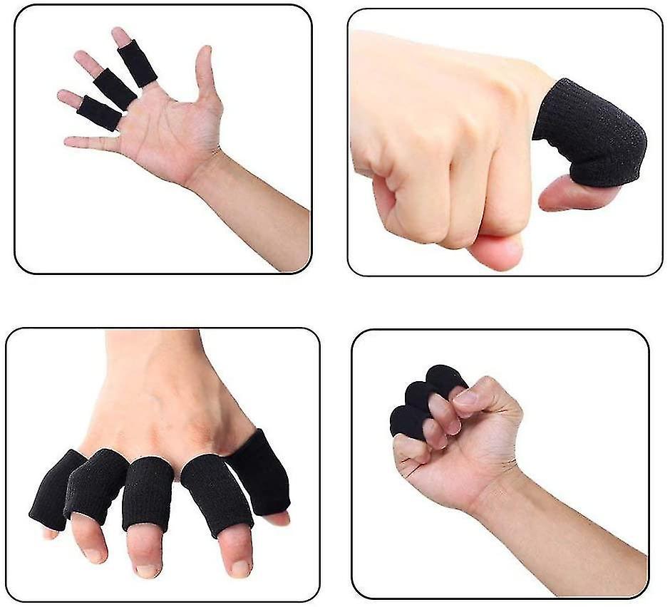 10Pcs Black Summer Finger Sleeves Sport Elastic Arthritis Brace Knuckle ...