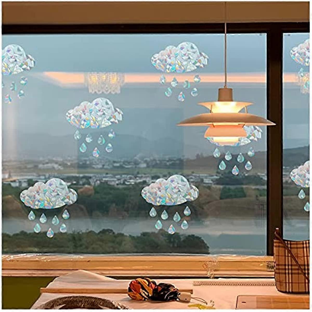 Cloud Raindrop Glass Alert Stickers Window Clings Static Rainbow Window ...