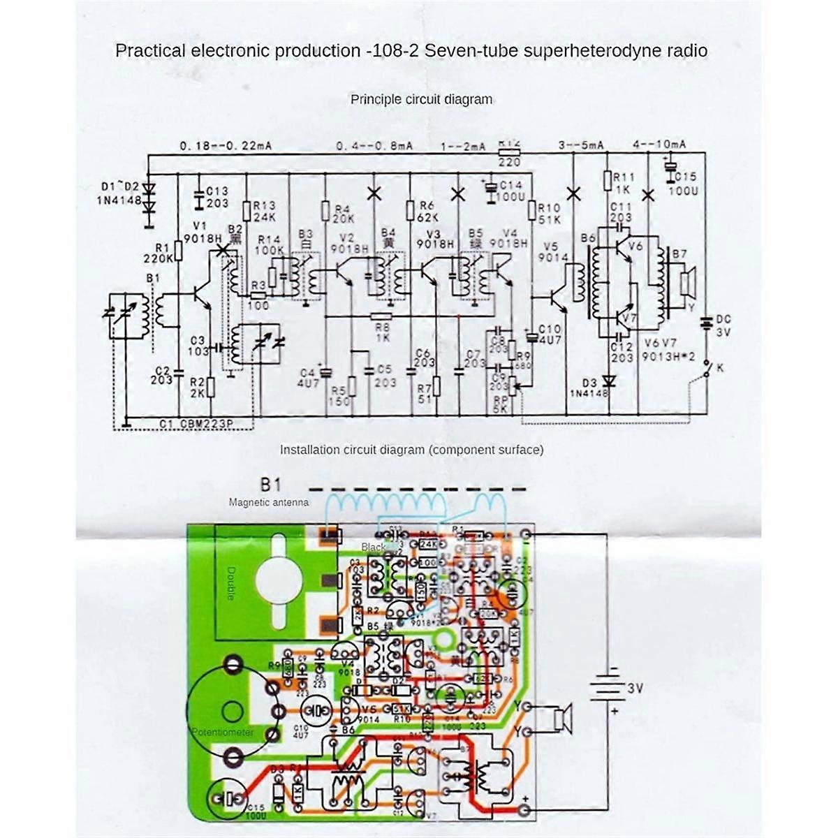 1 Set 7 Tube AM Radio Electronic DIY Kit Electronic Learning Kit HX108 ...