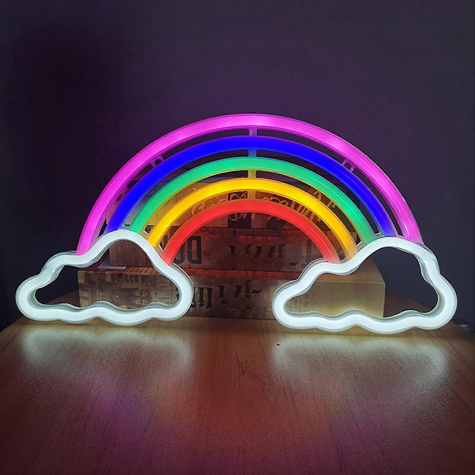 Rainbow Neon Sign LED Light USB/Battery Operated Non-Glaring Cloud ...