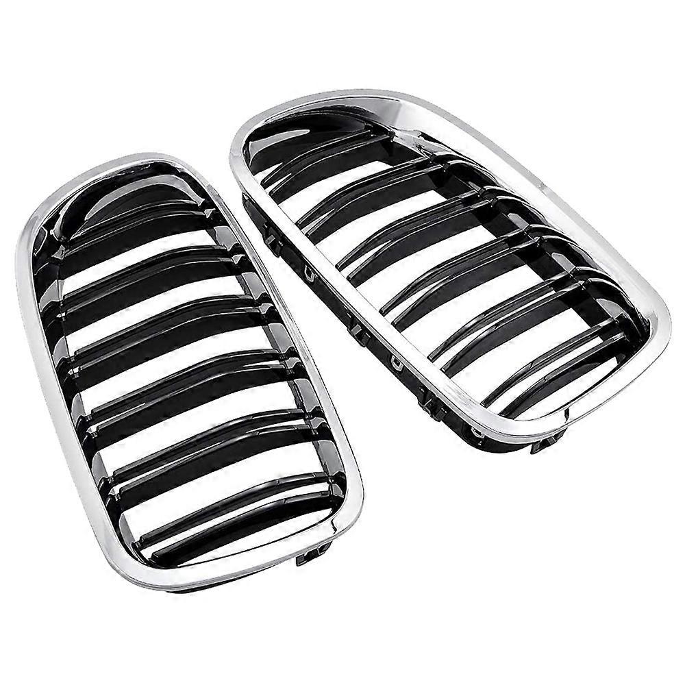 Car Chrome+Glossy Black Dual Slats Front Kidney Grille For- F10/ F11 ...