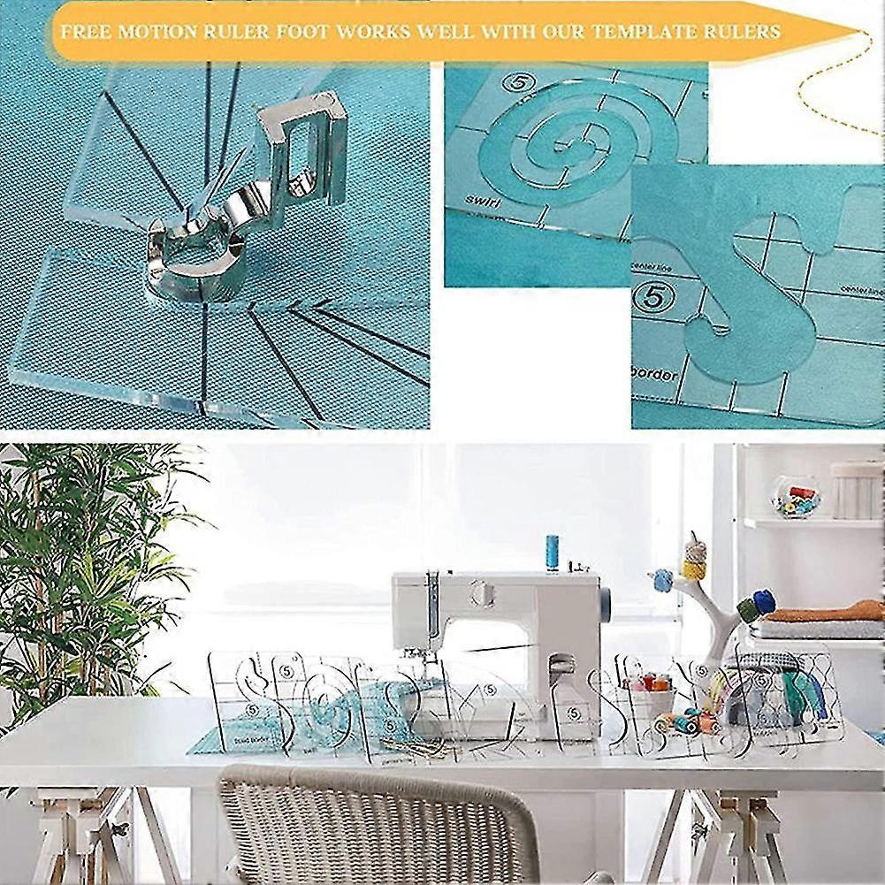 11pcs Free-motion Quilting Template Set-sewing Ruler & Clear Acrylic ...