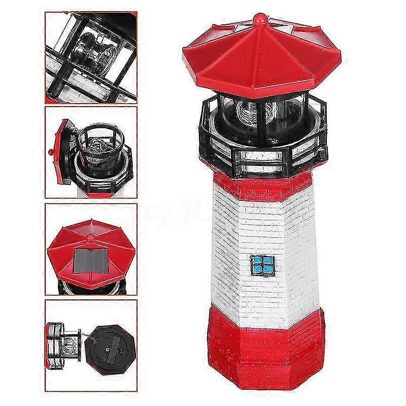 Solar Powered Lighthouse Led Rotating Lighthouse Garden Light Lawn Lamp ...
