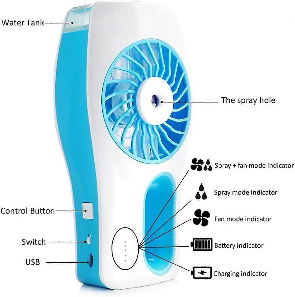 Handheld Fans, Mist Fan, Usb Water Spray Fan 3 Settings Portable Mini ...