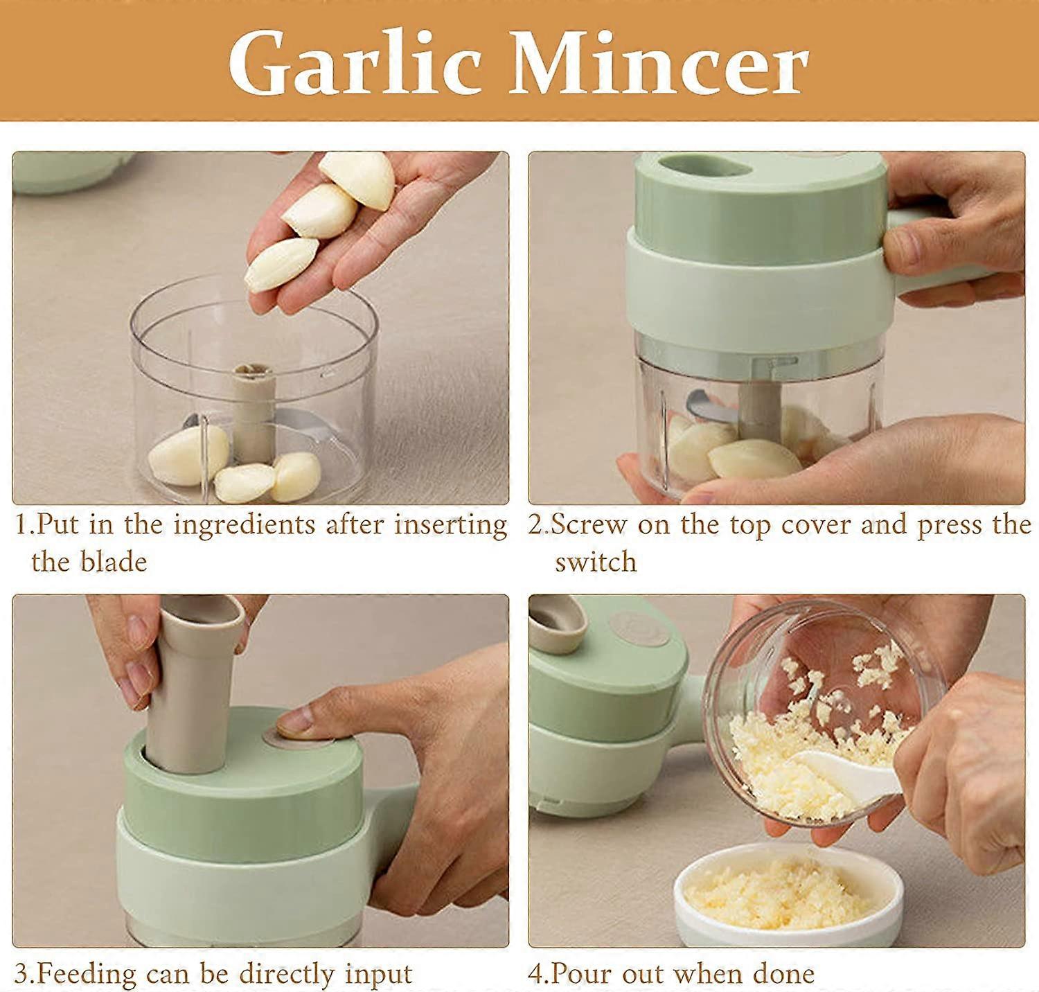 4 in 1 Handheld Electric Vegetable Chopper Set, Cordless Food Chopper ...