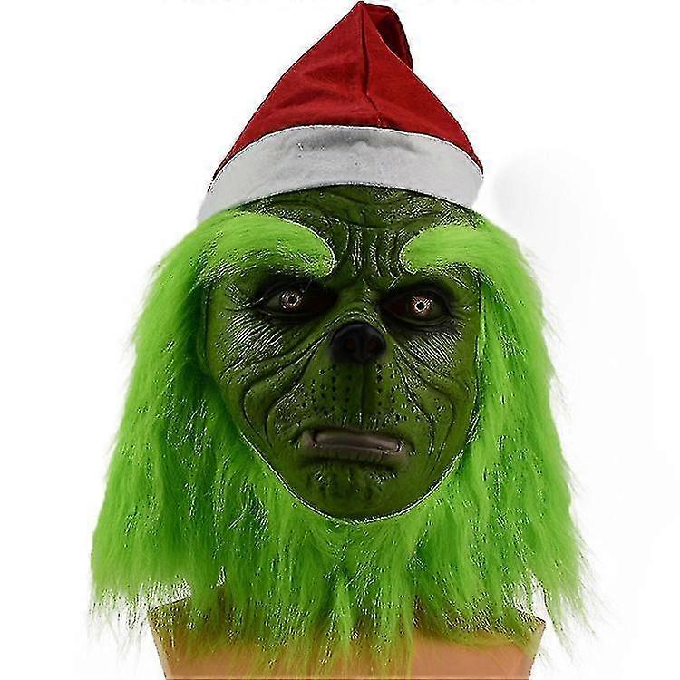Grinch Costume Halloween Christmas Santa Cosplay Scary Green Hair ...