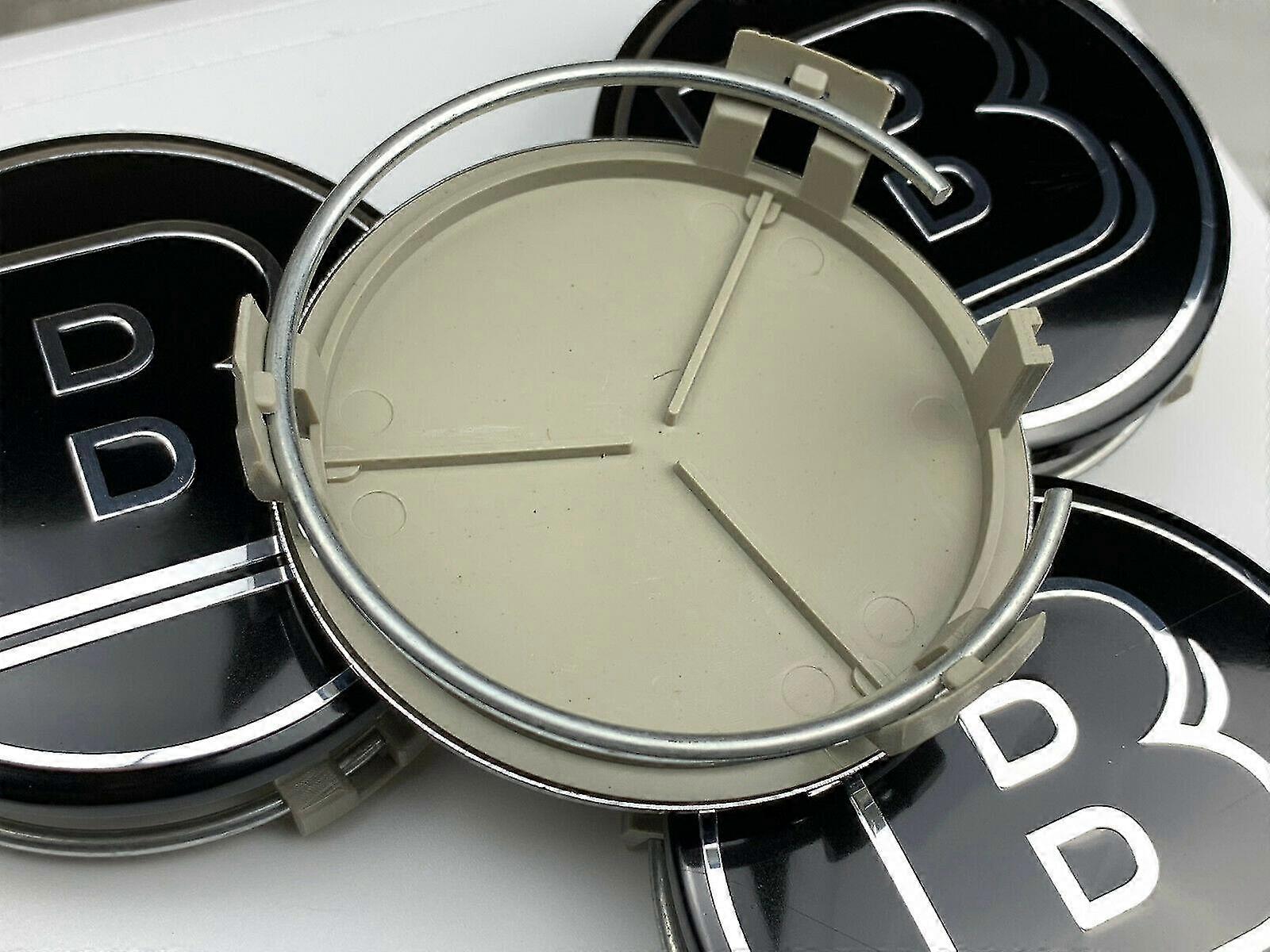 Set of 4 brabus black mercedes benz alloy wheel centre caps 75mm hub ...