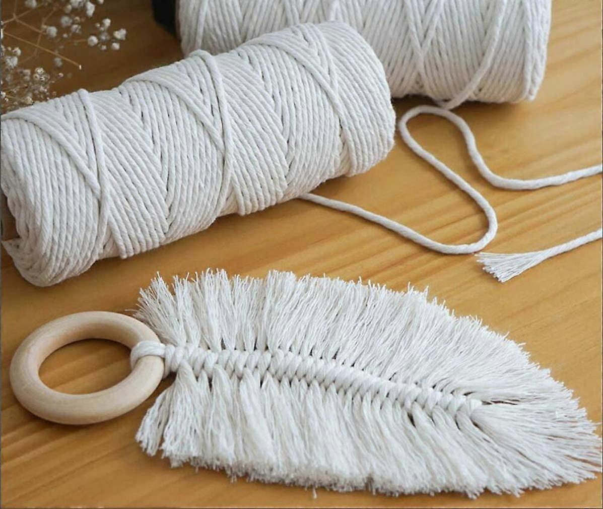 Macrame Cotton Rope 4mm, 100m Cotton Yarn,100% Natural Macrame Yarn ...