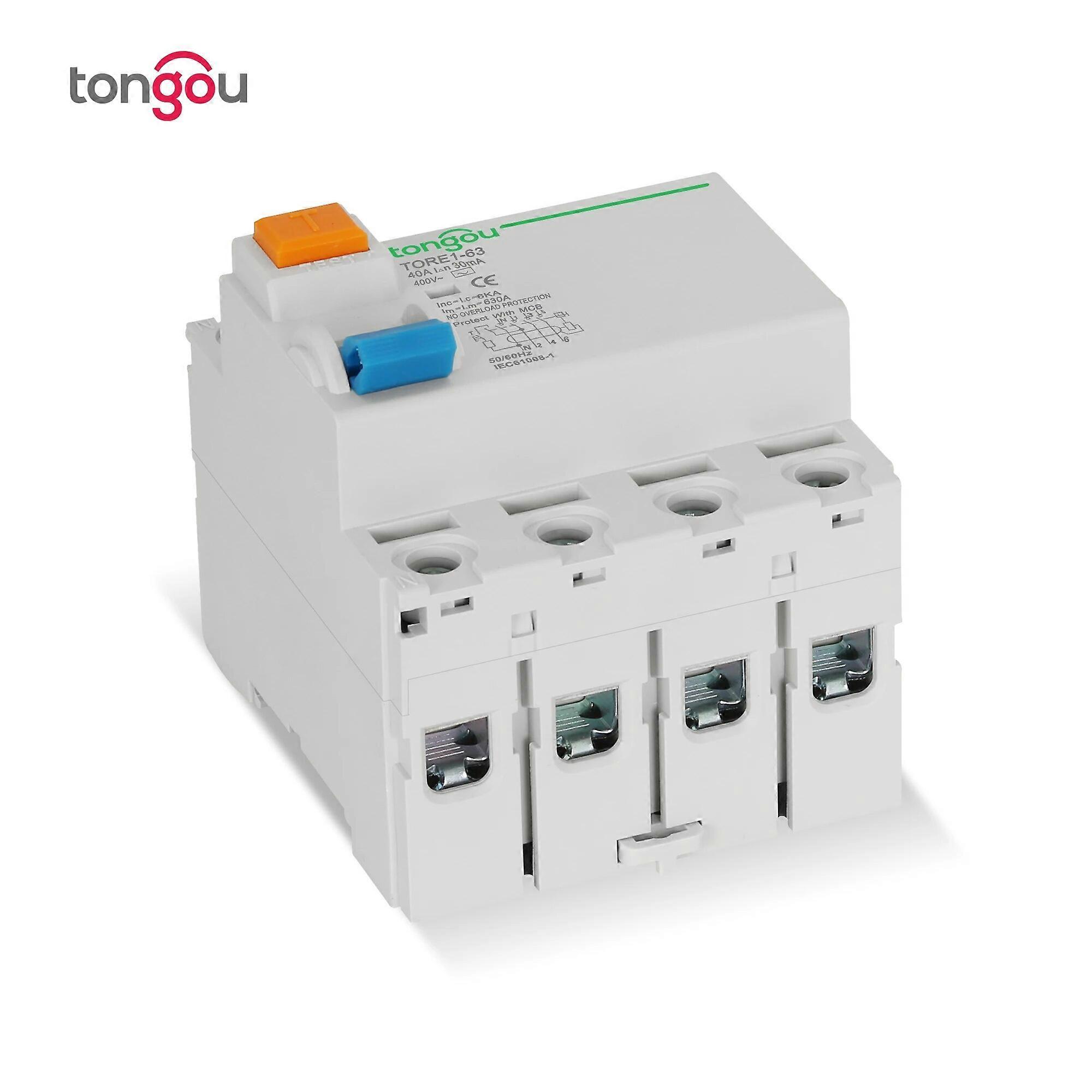 4P 16A 63A 10mA 30mA 100mA 6KA RCCB RCD 400V Electromechanic Residual ...