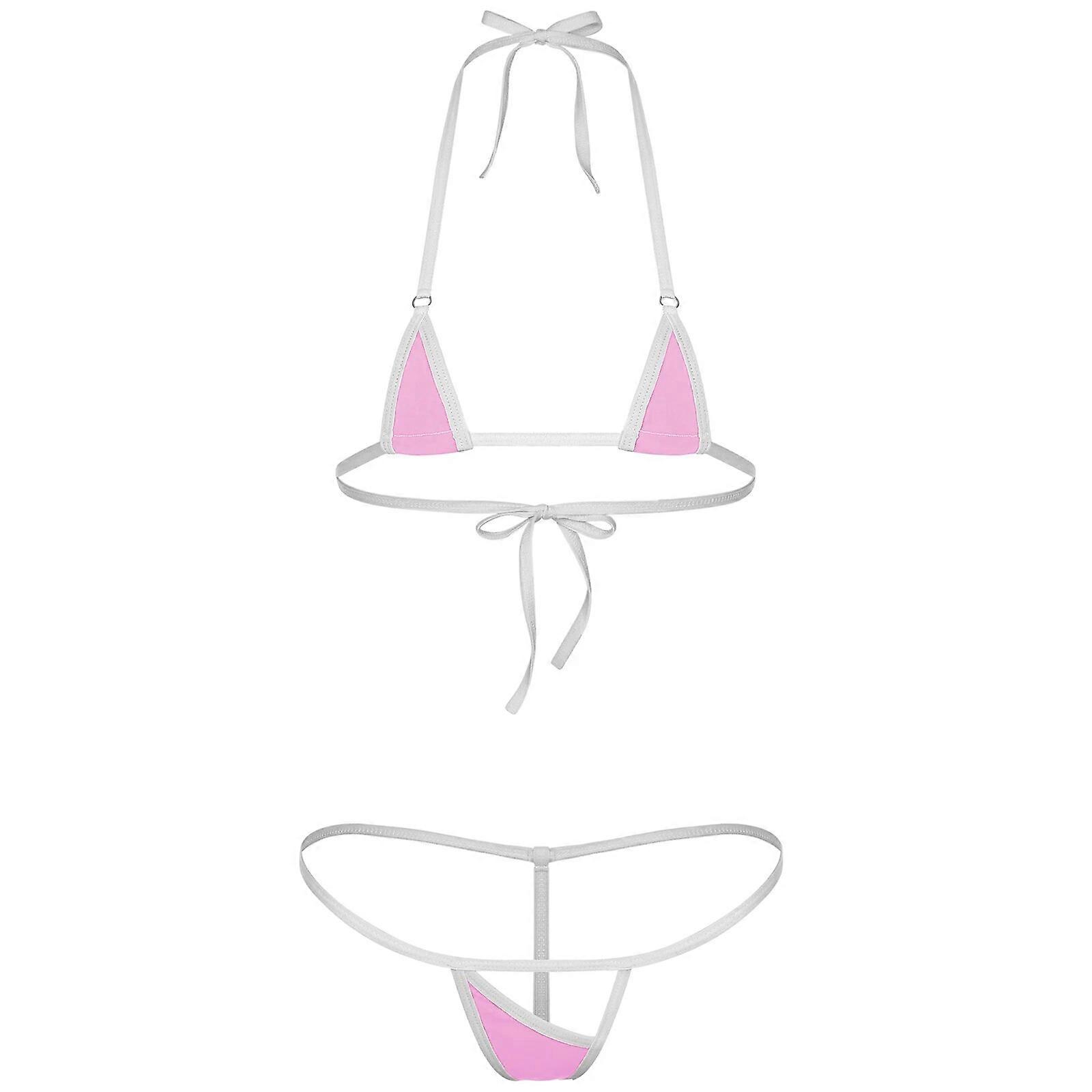 Women's Bikini Swimsuit Trendy Micro Bikinis Set Self-tie Halter Bra ...