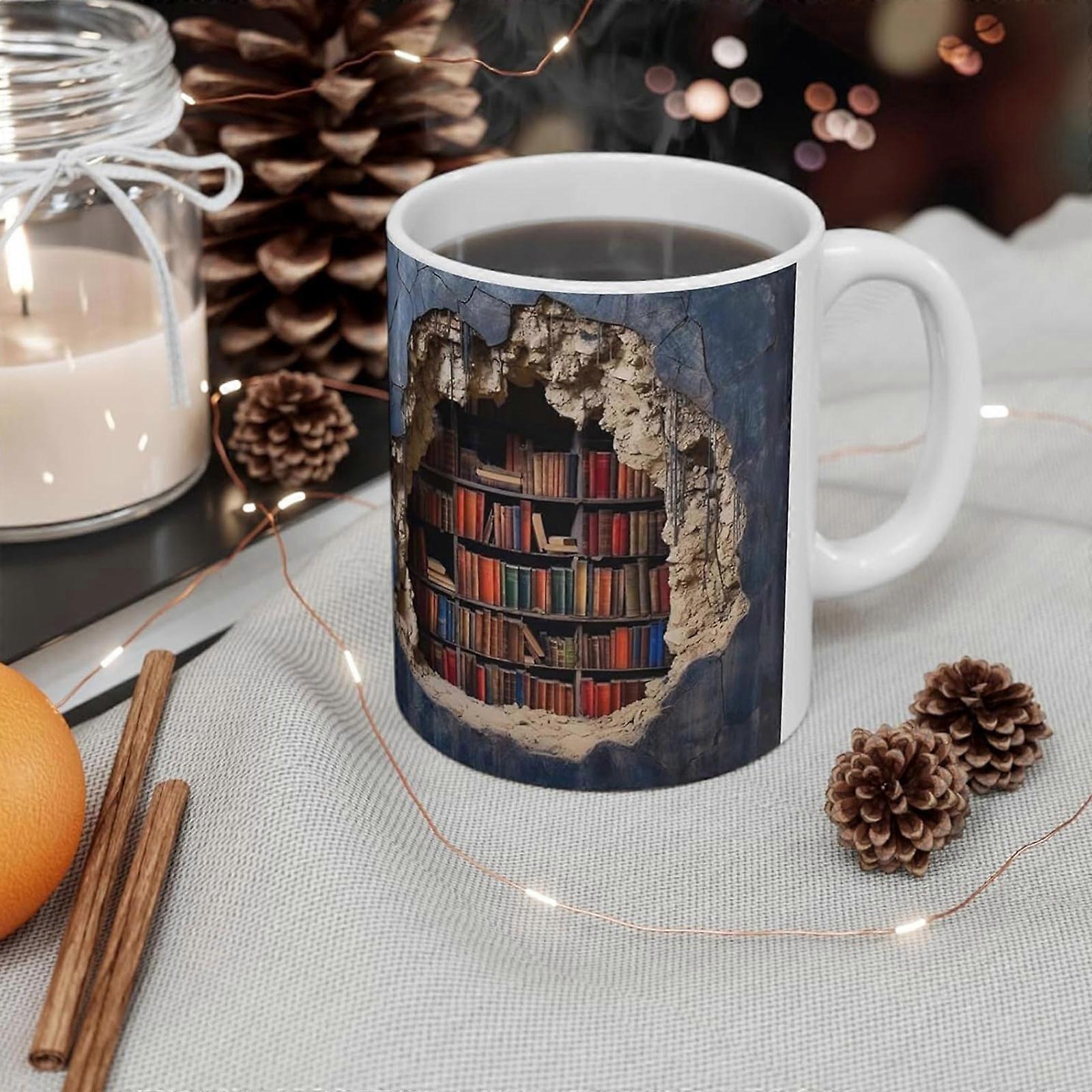 3D Bookshelf Mug Library Book Shelf Mugs, Book Lover Ceramic Mug, 2023 ...