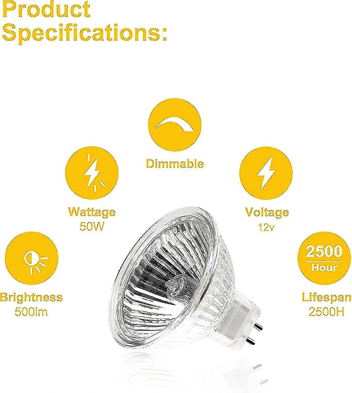 Halogen Light Bulbs, 12v 50w Spotlight Bulb Dimmable For Ceiling Light ...