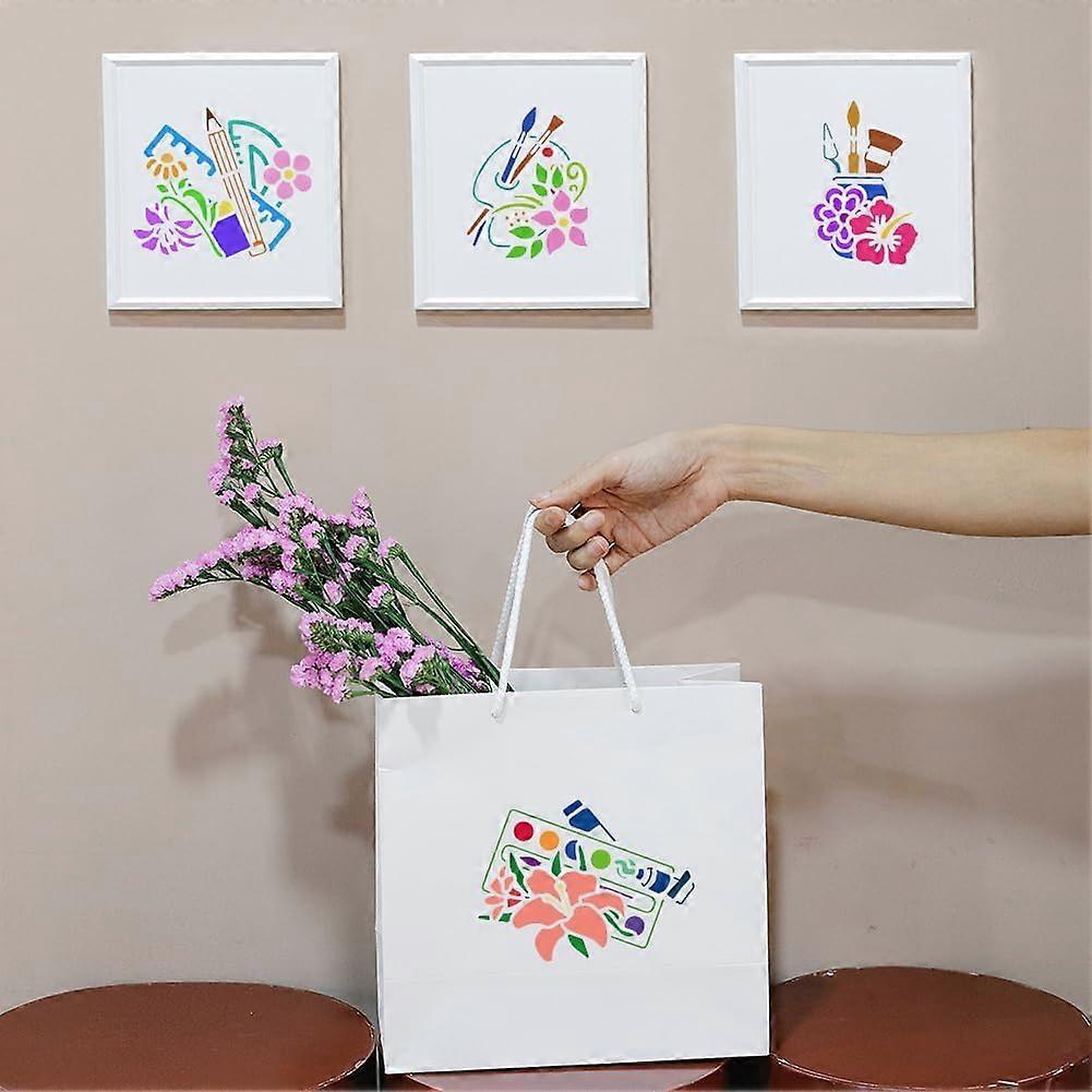 Artist Plant Painting Stencil 8.3x11.7inch Floral Palette Paintbrush Stencil Rose Flower Drawing ...