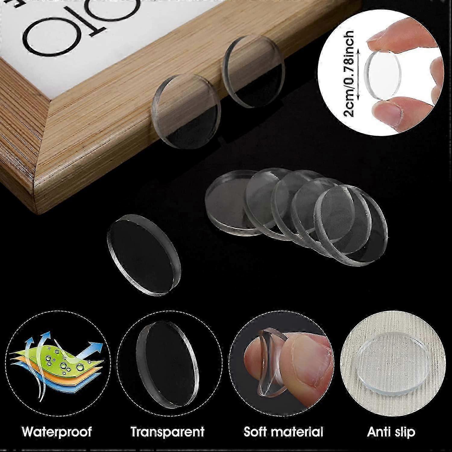 50Pcs Glass Table Top Bumpers 20 mm Round Clear Non-Adhesive Rubber ...