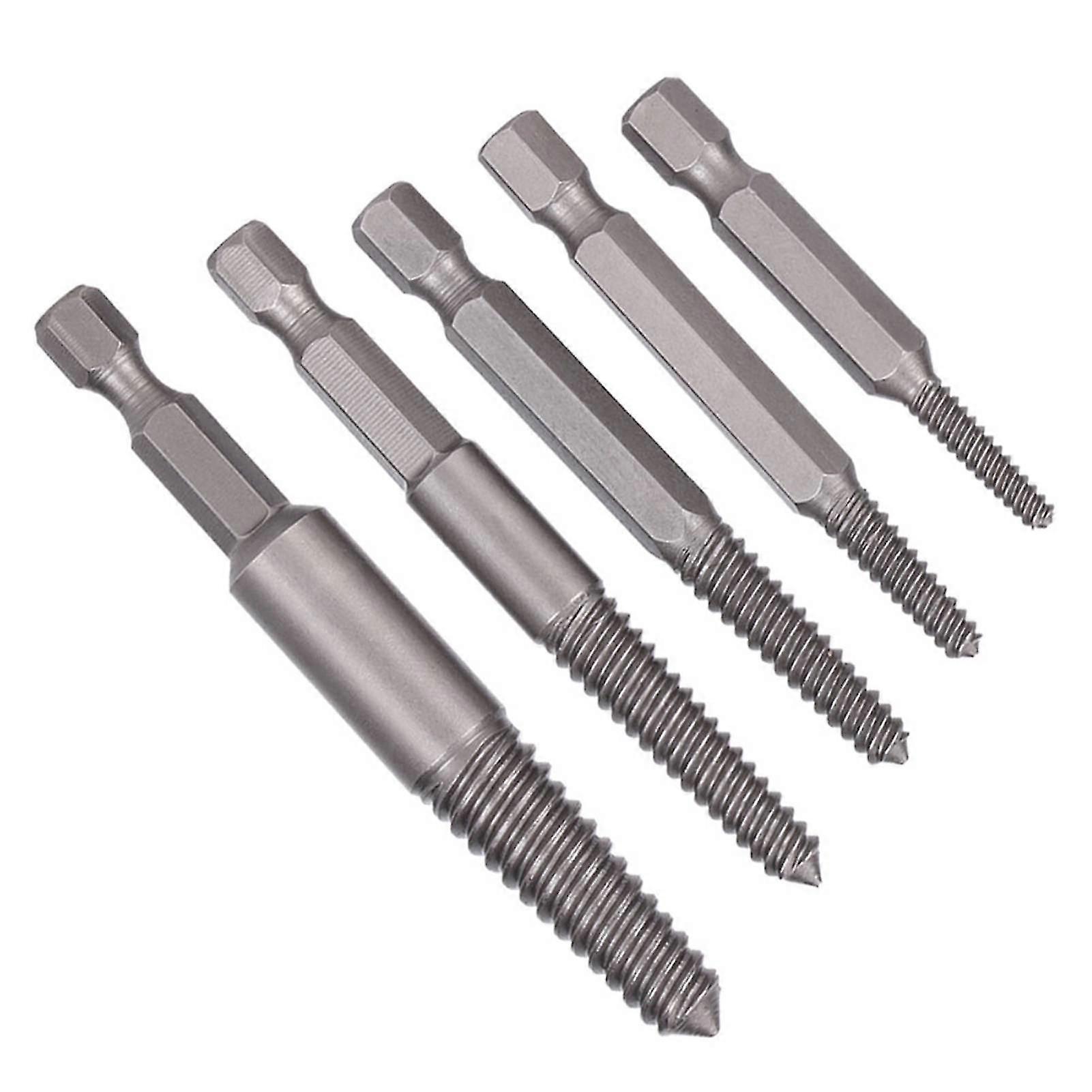 5pcs Broken Screw Extractor Hex Shank Fine Teeth Damaged Bolts Removal ...