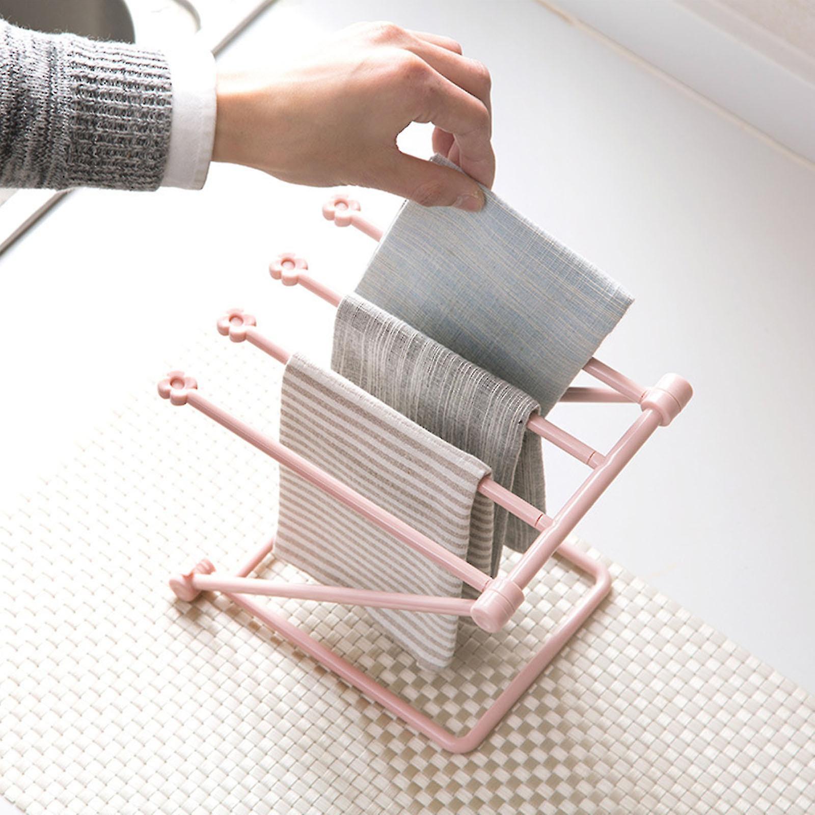 Mini Folding Cloth Storage Rack Kitchen Countertop Dishcloth Drying ...