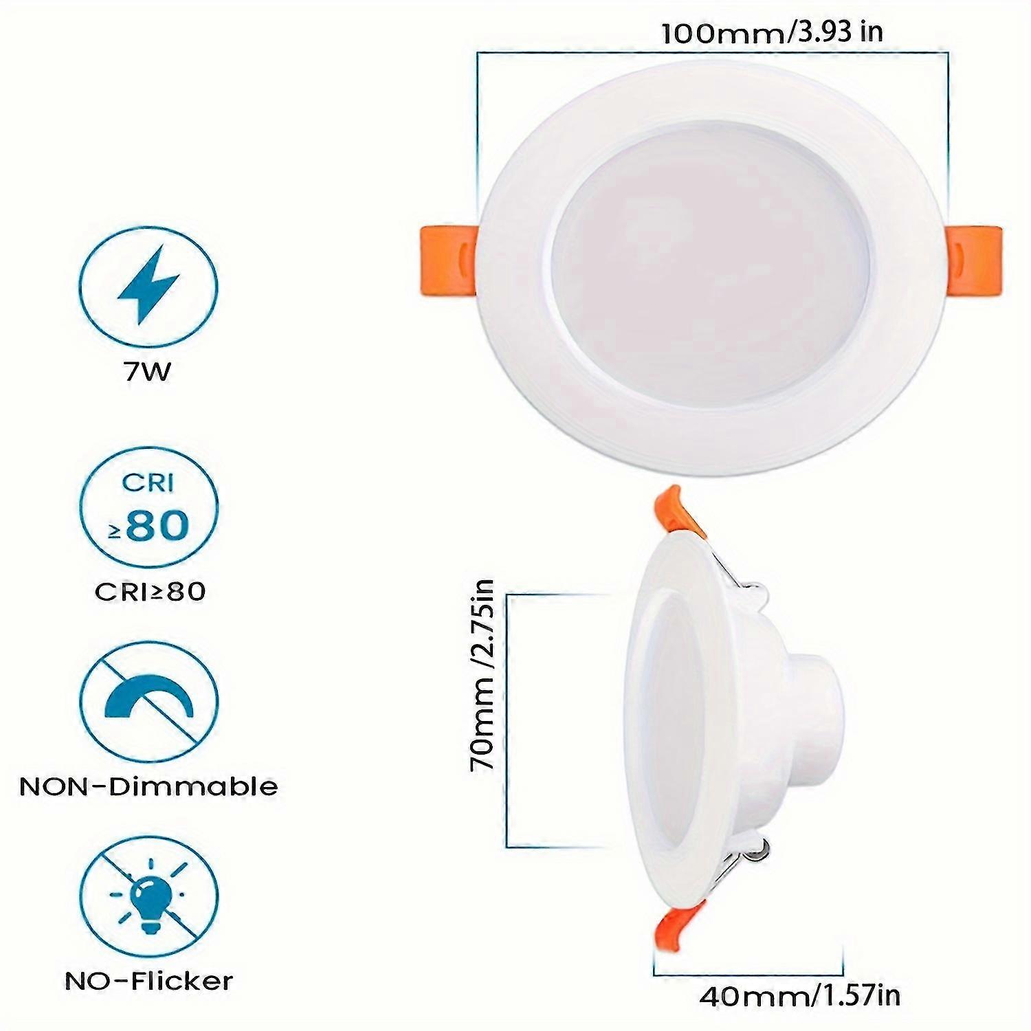 100mm LED Recessed Ceiling Light 6pcs In Box 3000 K Warm White Recessed ...