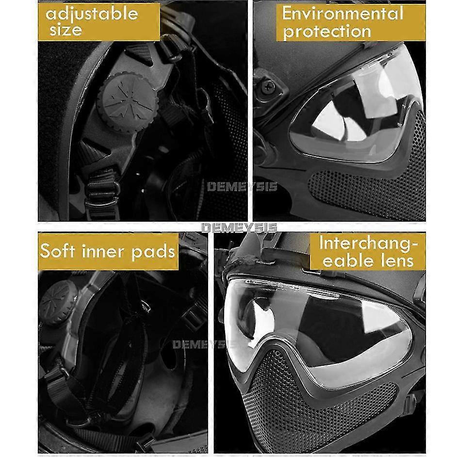 Jianghuo Tactical Helmet Mask Goggle Sets Outdoor Airsoft Paintball ...