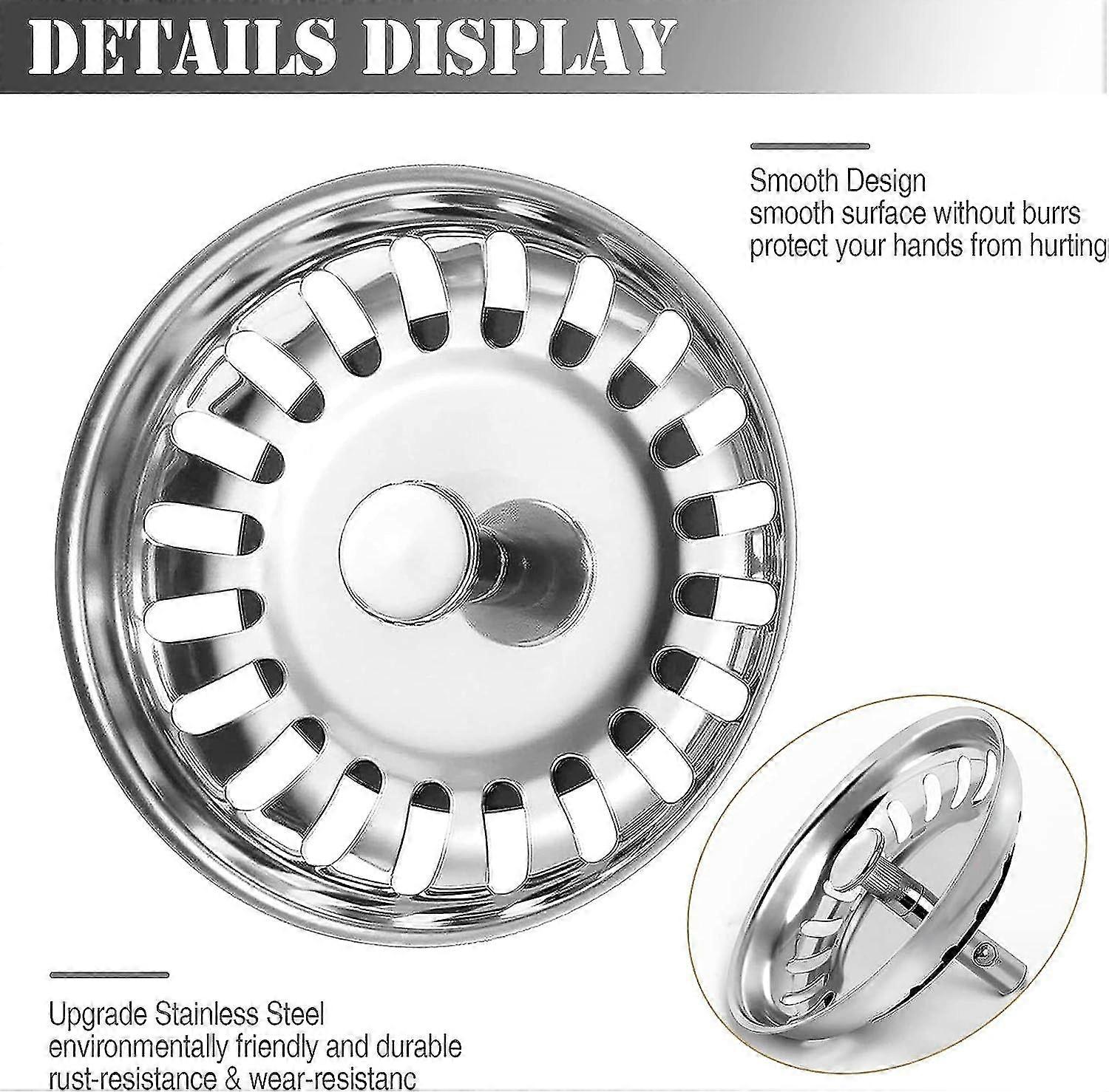 2 Pack Kitchen Sink Strainer Plug, Stainless Steel Sink Drainer Waste ...