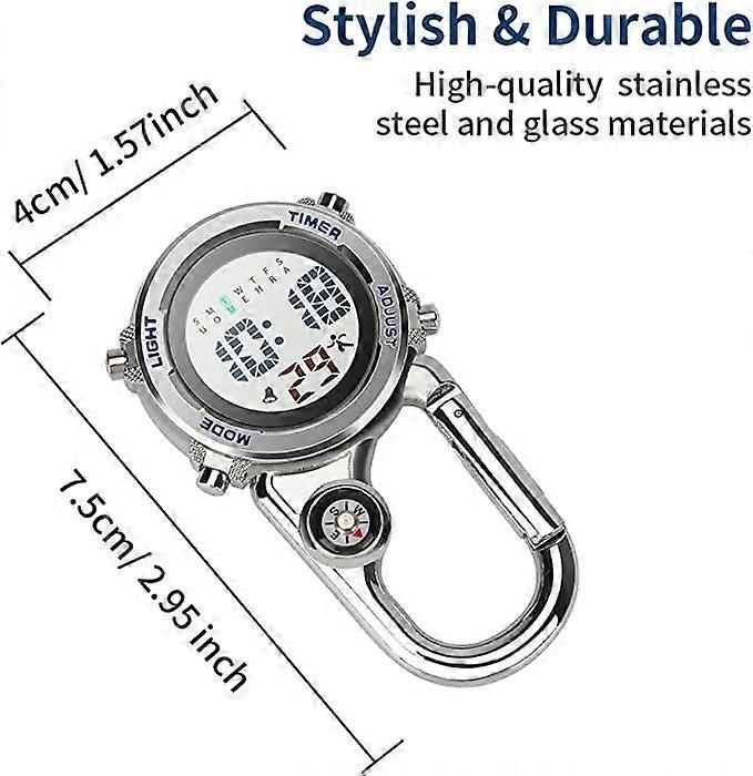 Carabiner Watch Digital Clip on Quartz Watch Multifunctional Carabiner ...