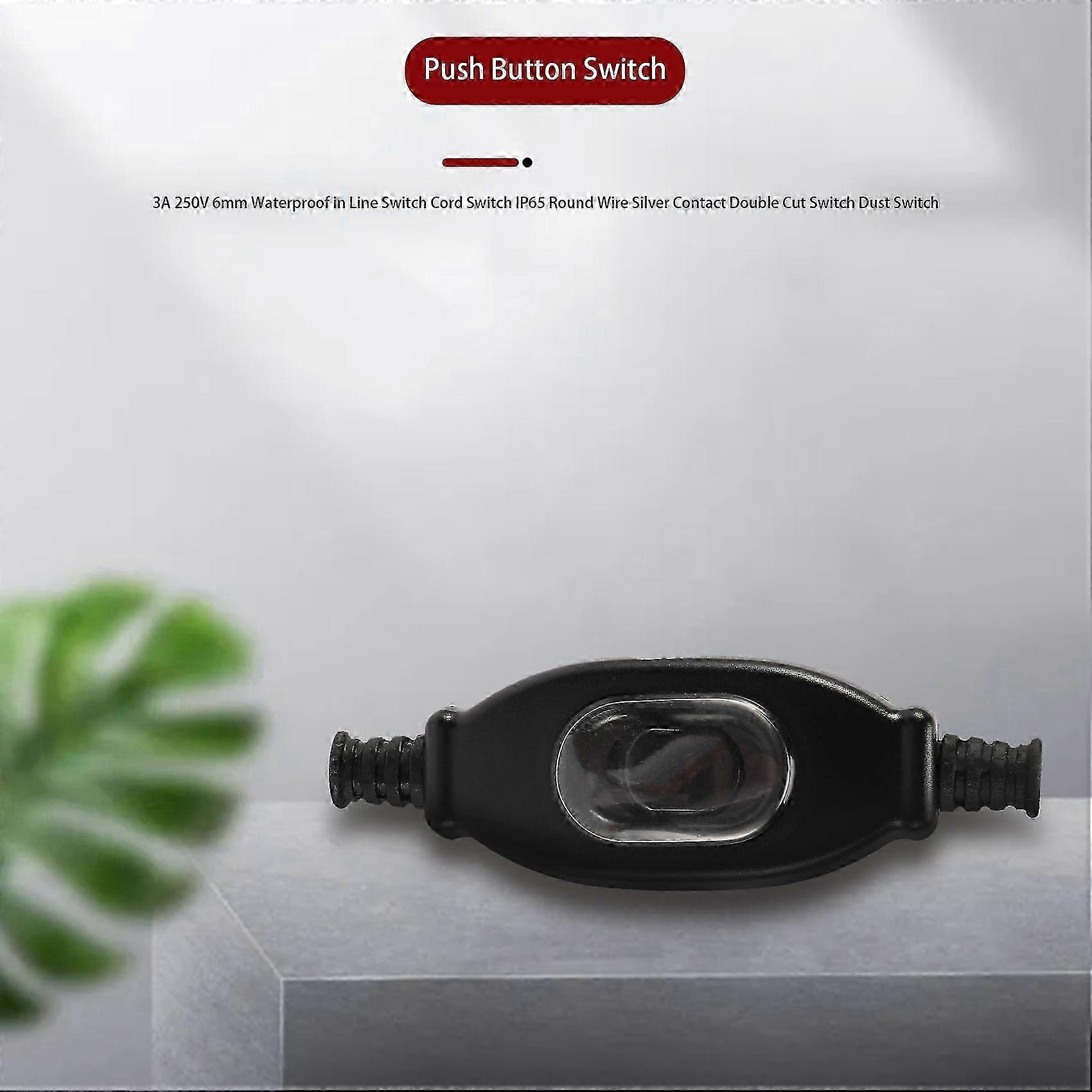3A 250V 6mm waterproof in line switch cord switch IP65 round wire ...