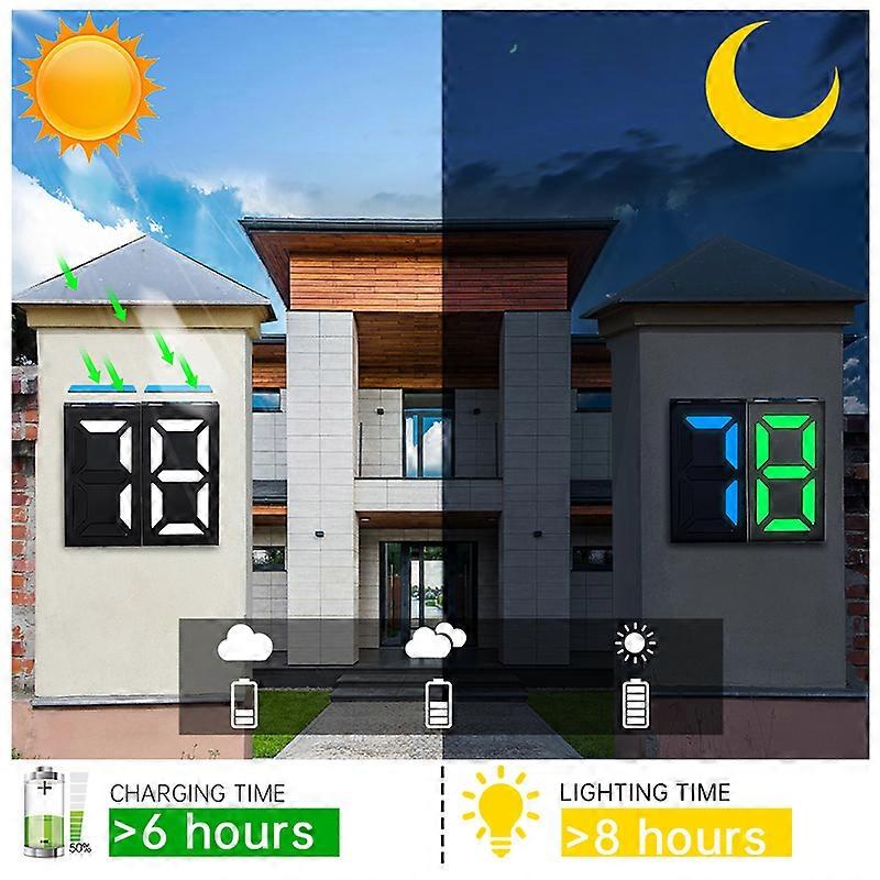 Upgraded DIY LED Address Numbers Plaques Colorful Solar House Number ...