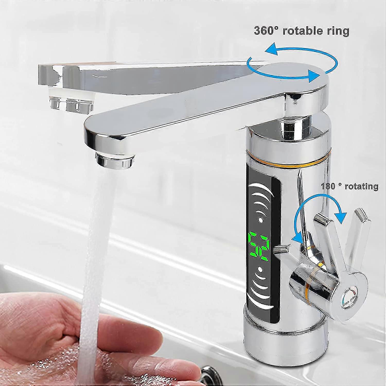 Instantaneous Electric Hot Water Faucet 360 Rotatable Stainless Steel With Led Temperature ...