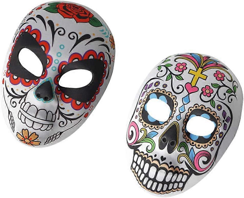 2pcs Day of the Dead Masks Sugar Skull Full Face Mask Mexican ...
