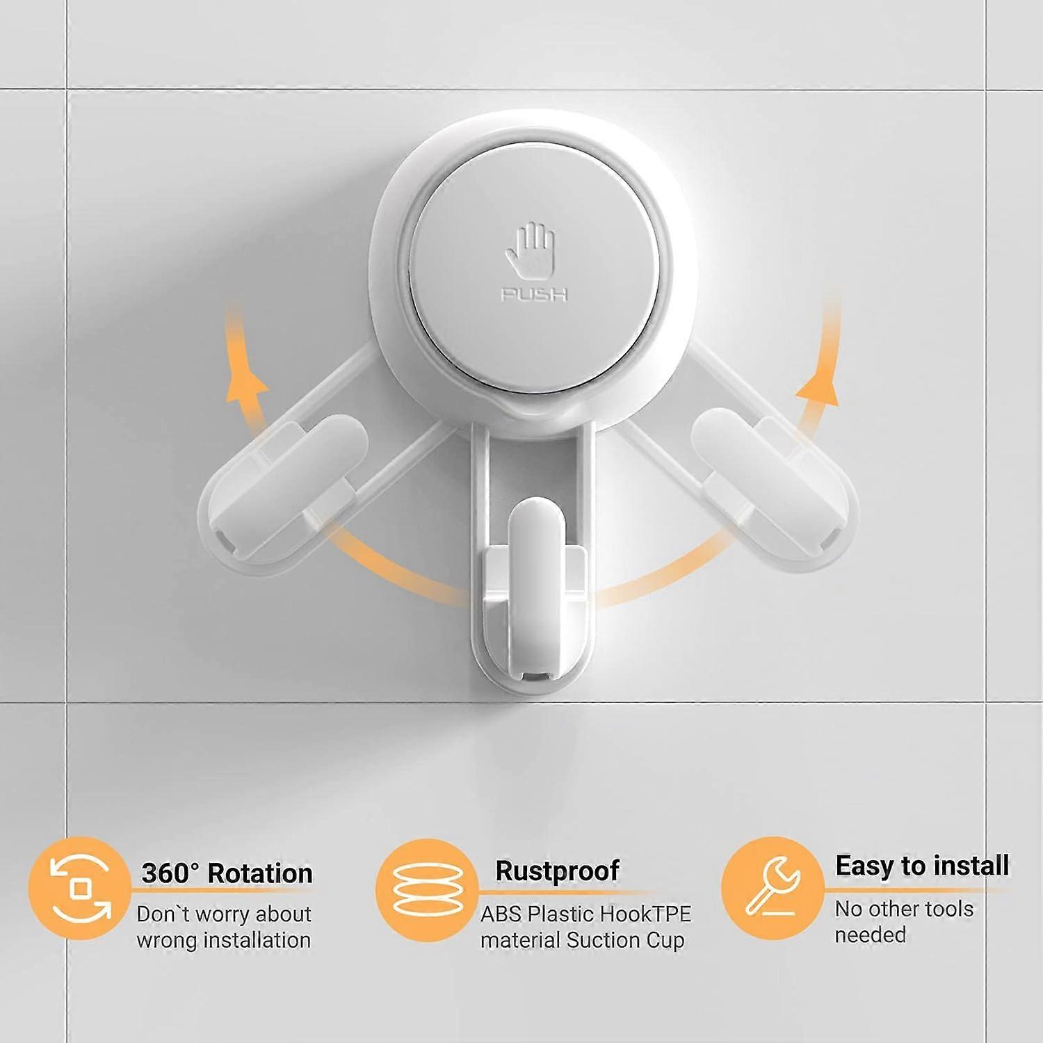 Wall Suction Hook Set of 4, Powerful Vacuum Suction Hook, Bathroom ...