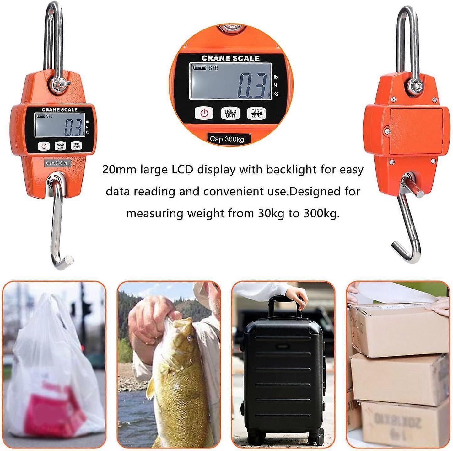 Digital Crane Scale, Electronic Scale 300kg Hanging Hook Scale LCD ...