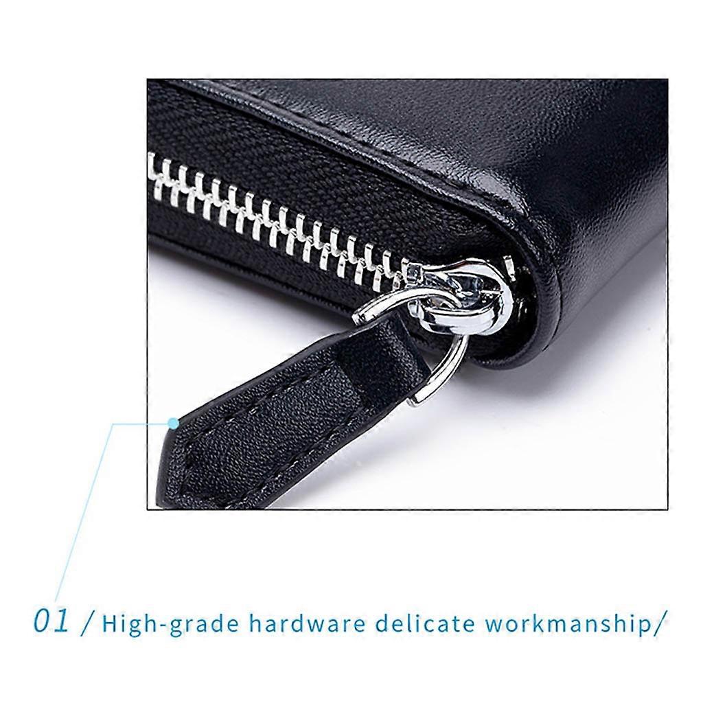 Leather Credit Card Wallet RFID Zipper Coin Purse Cash Pocket Organizer ...
