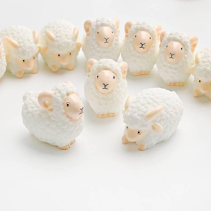 6pcs-set Miniature Sheep Figurines Sheep Cake Topper White Sheep Model ...