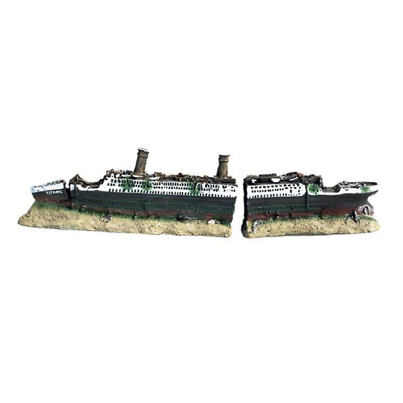Aquarium Decoration Sinking Titanic Model Shipwreck Ornaments Natural ...