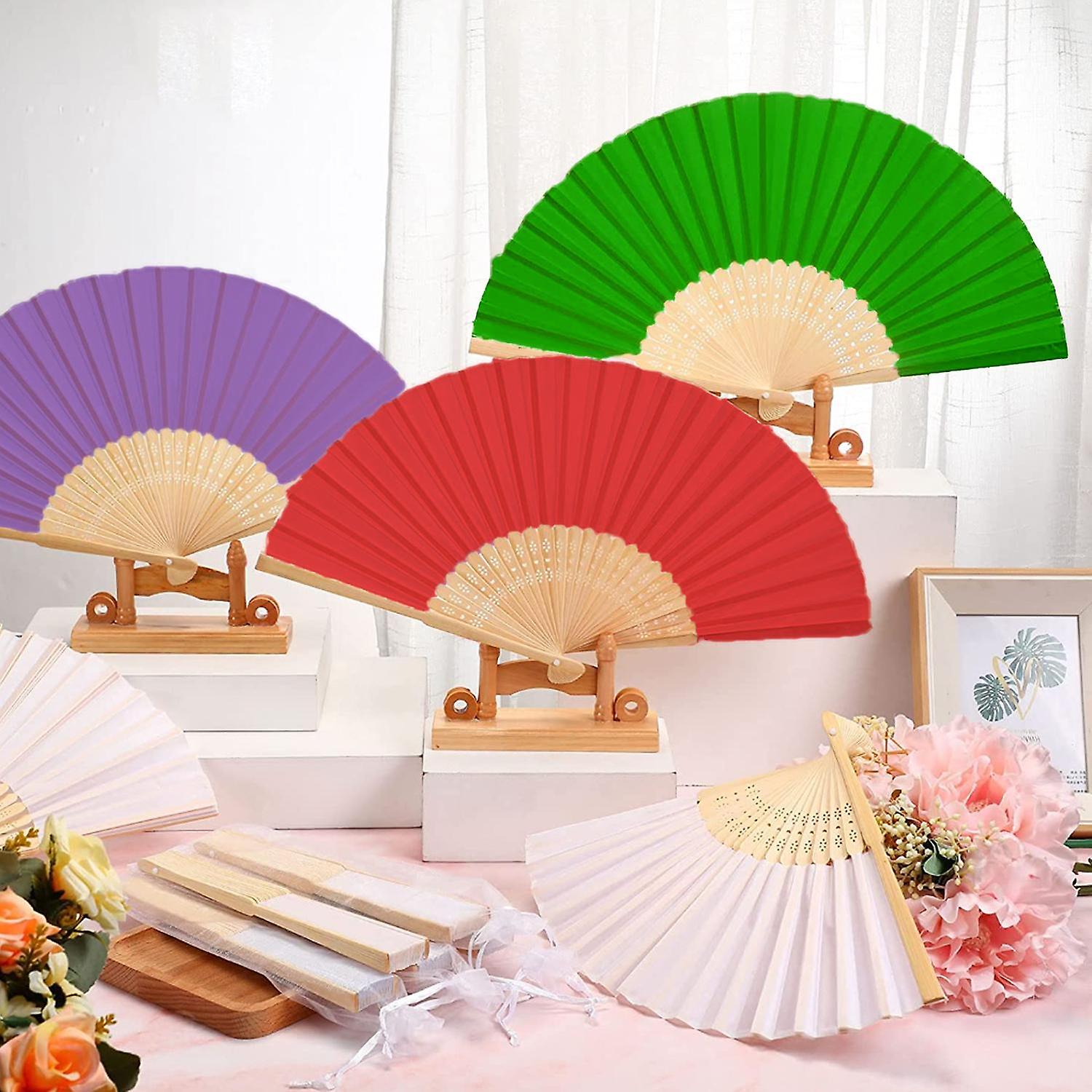 Handheld Fan Engraved Long-lasting Easy to Grip DIY Bamboo Folding ...