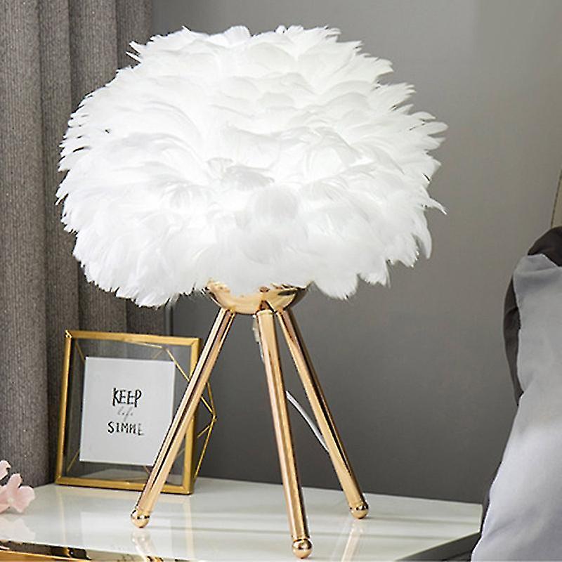 Feather LED Table Lamp with Push Button Subdued Light Decorative Gold ...