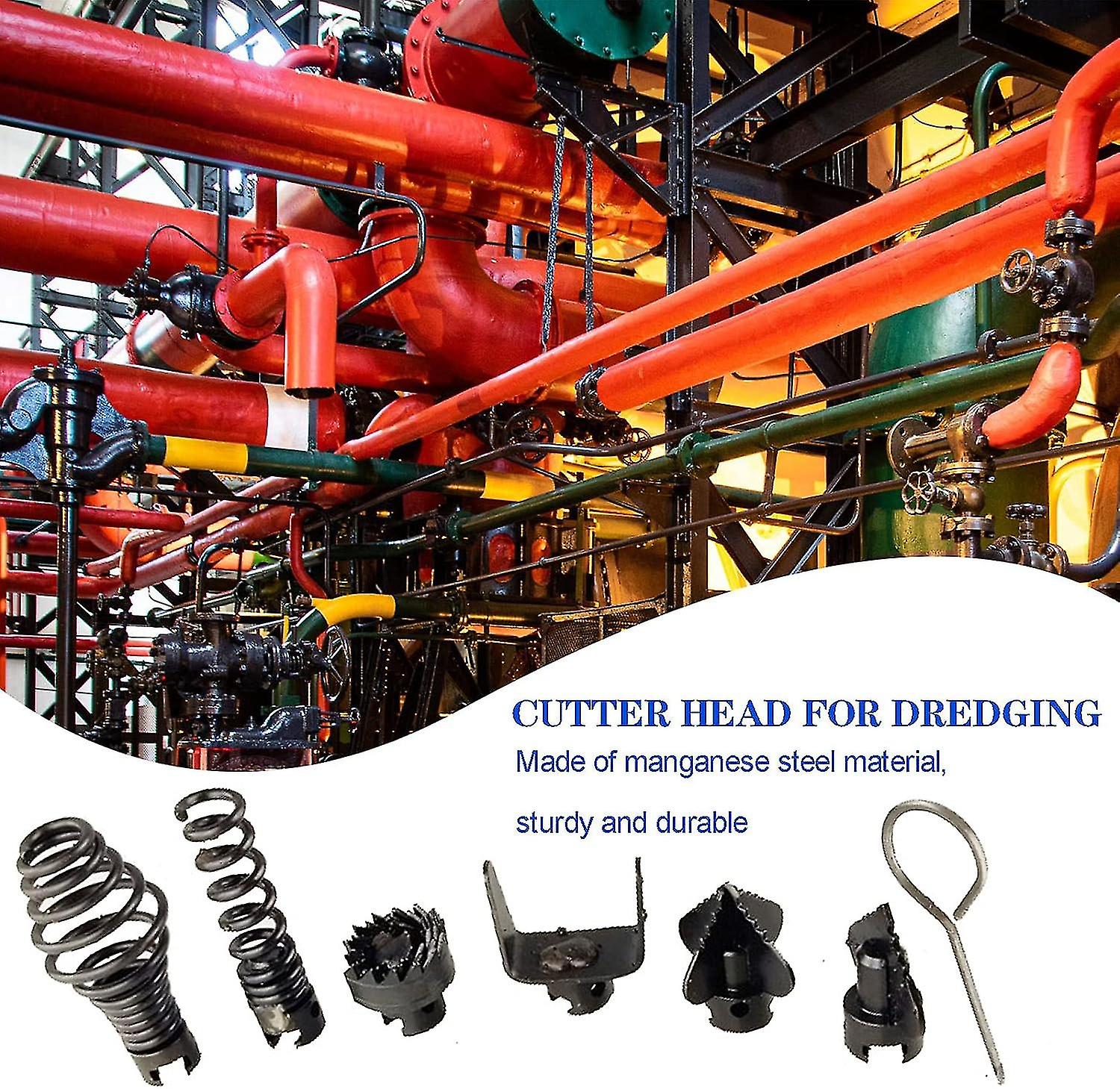 7 PCS Drain Cleaner Combination Cutter Head Set, Cutter Head for ...