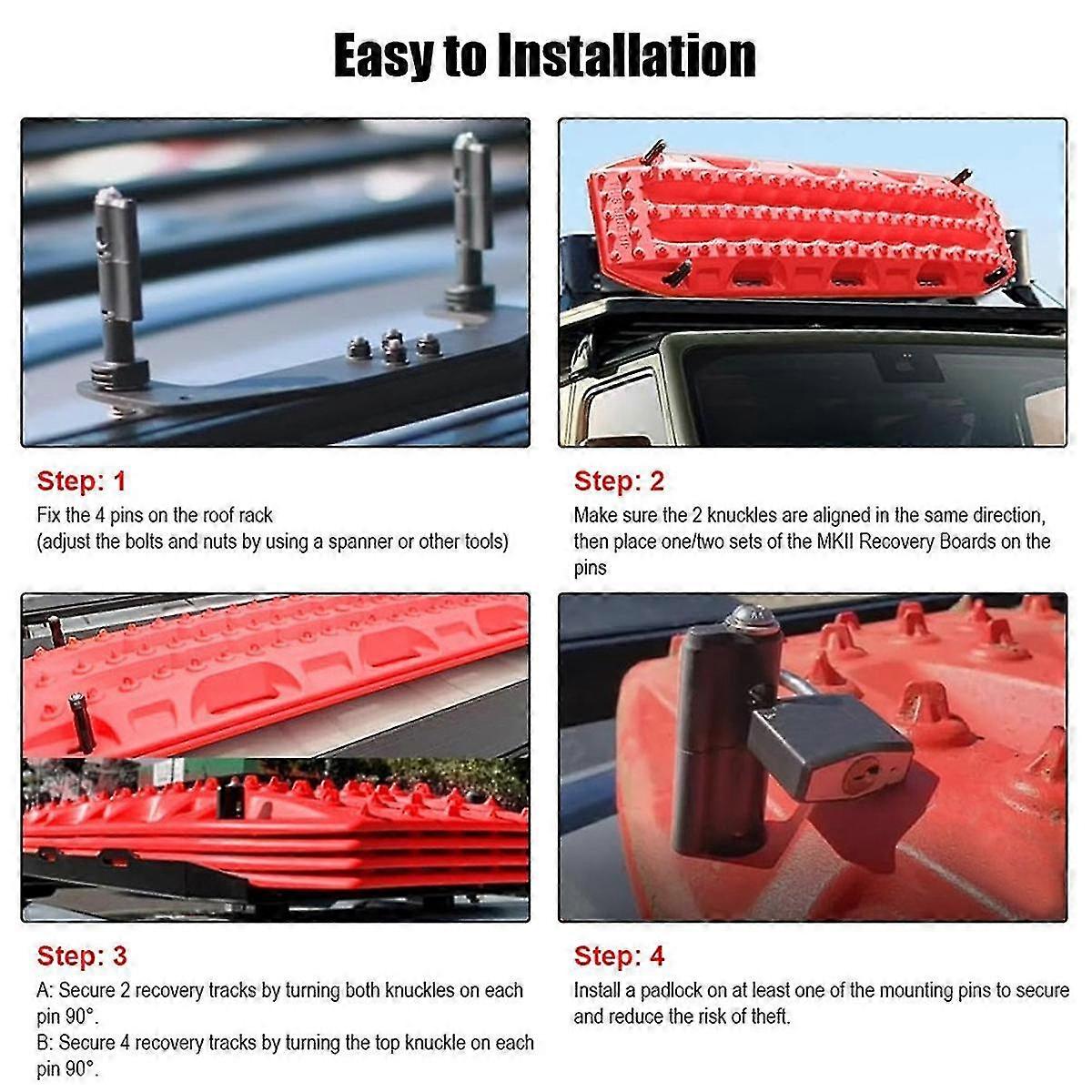 4 Packs Mounting Pins for Recovery Boards, Lockable Design Traction ...